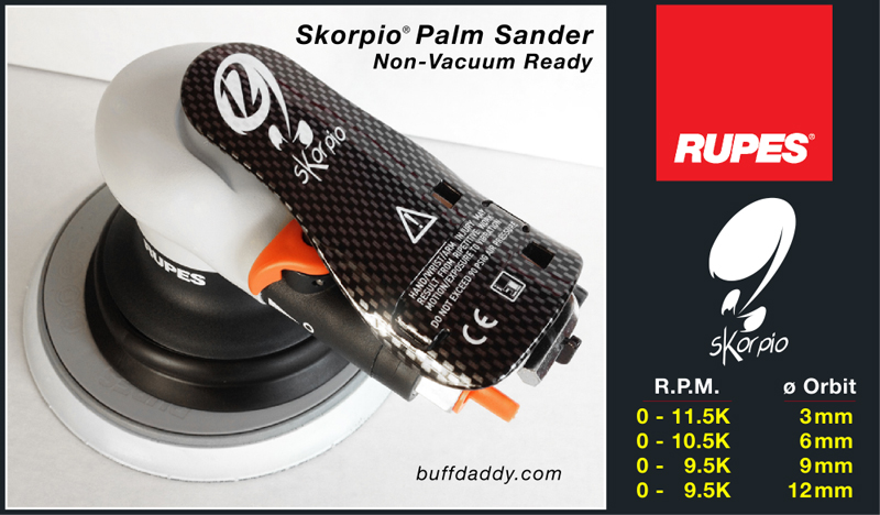 Rupes Skorpio 6" Air-Powered Random Orbital Palm Sander
