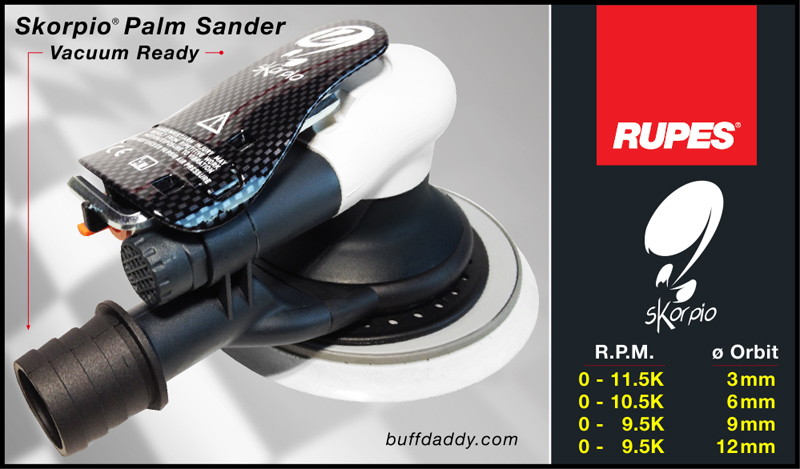 Rupes Skorpio 6" Air-Powered Random Orbital Palm Sander
